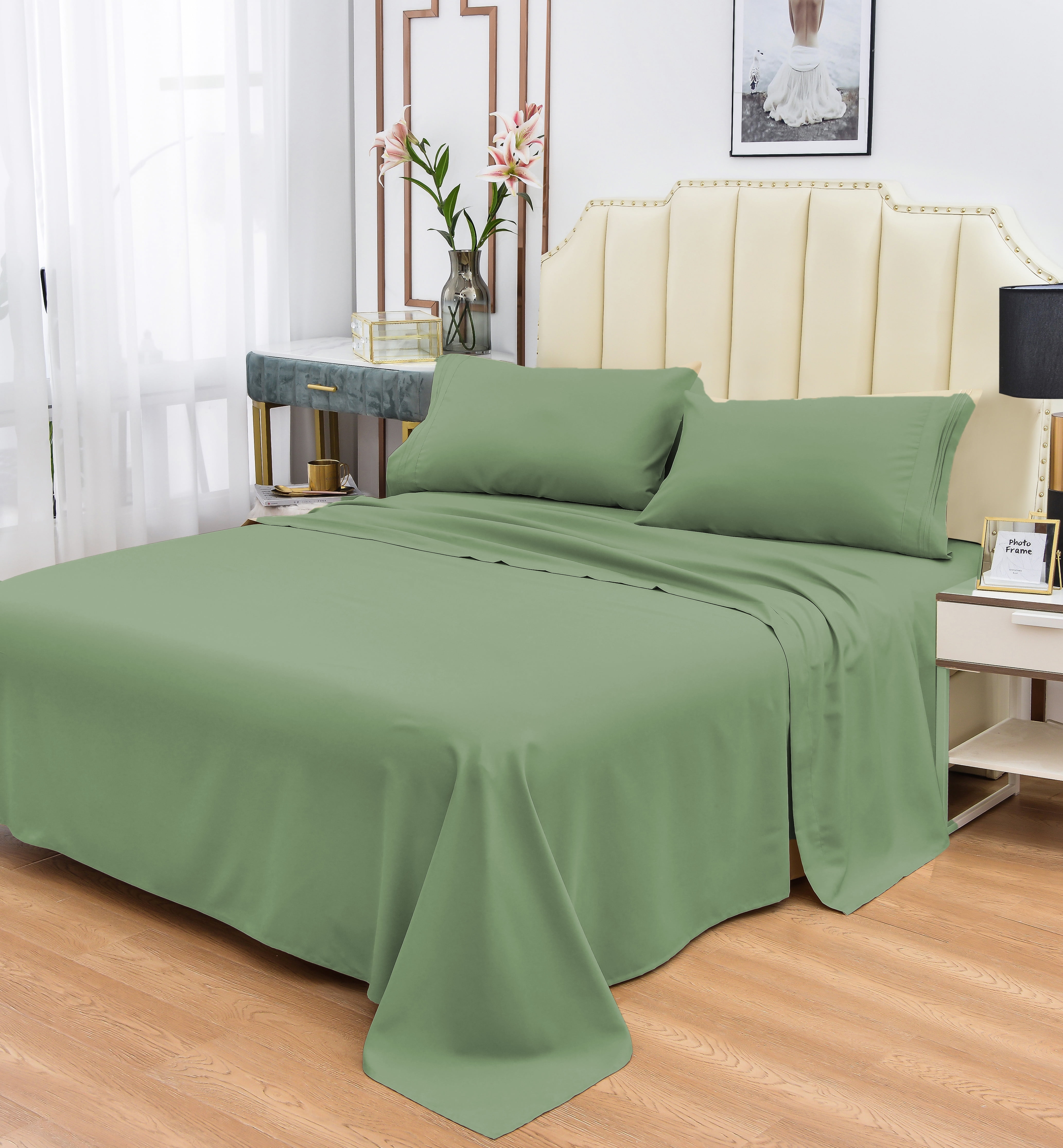 Rayon Bamboo Sheets Set Full Sage Green Sheets Deep Pocket 4 Piece ...