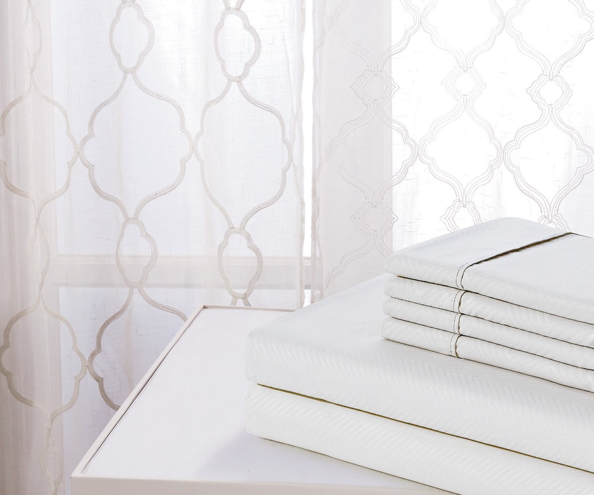 Rayon from Bamboo 4 Piece Luxury Chevron Embossed Sheet Set - 6 Colors ...