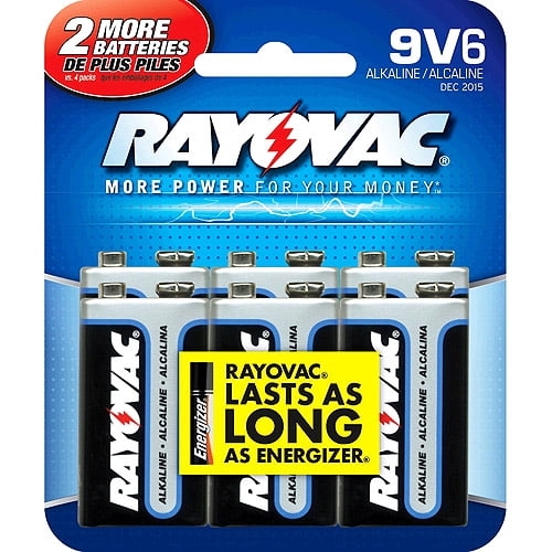 Rayovac Alkaline 9 Volt Batteries, 6 ct - Walmart Business Supplies