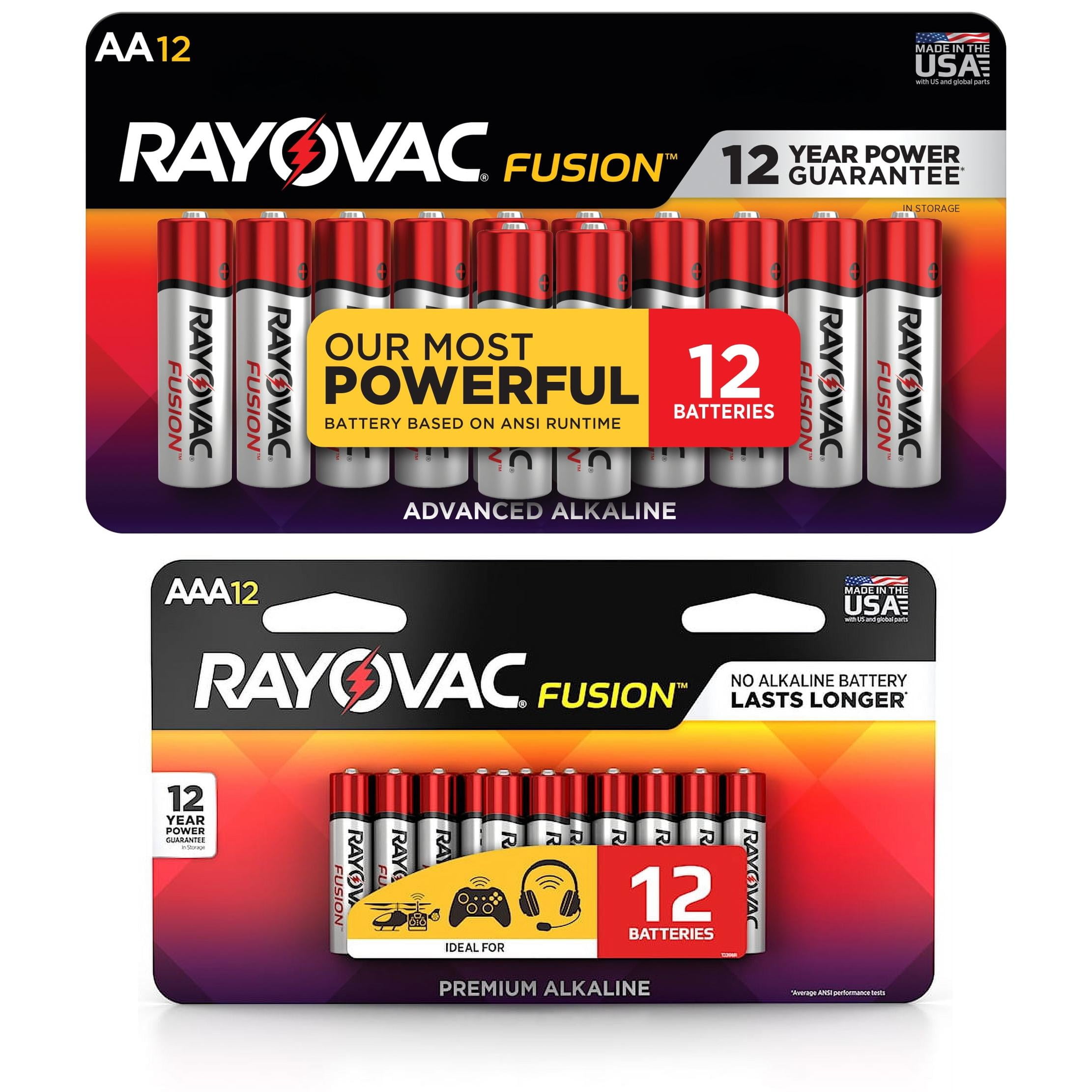 Rayovac Fusion AA Batteries (12 Pack), Double A Alkaline Batteries and ...