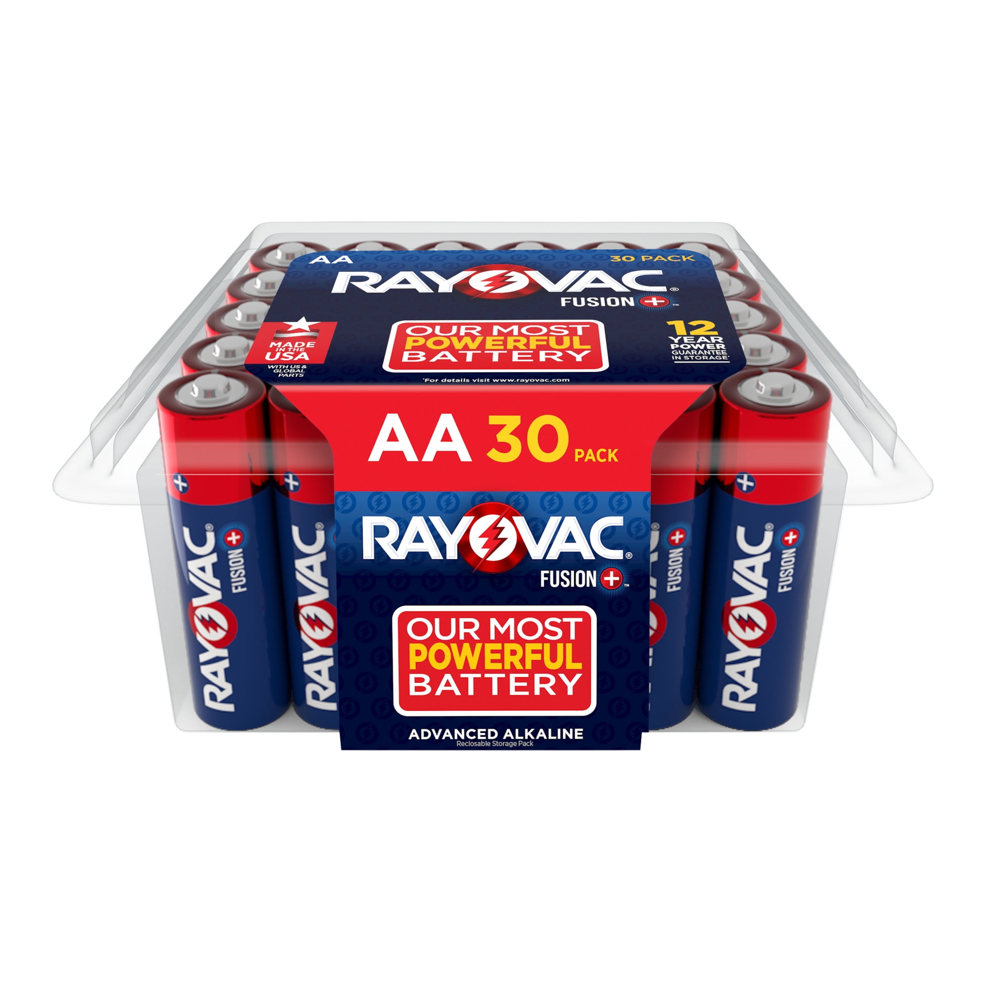 Rayovac Fusion AA Batteries (30 Pack), Double A Alkaline Batteries ...