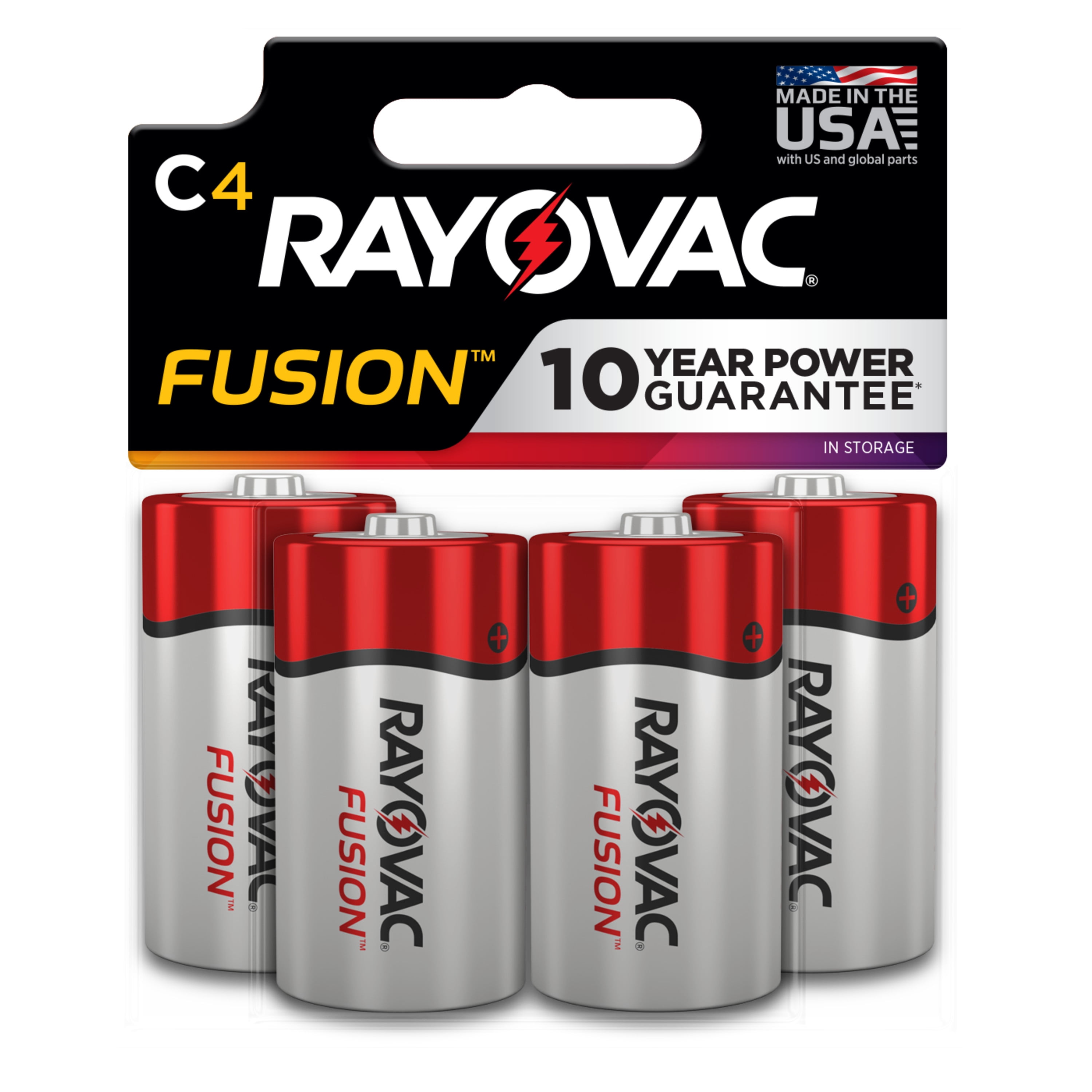 Rayovac Fusion C Batteries (4 Pack), Alkaline C Cell Batteries ...