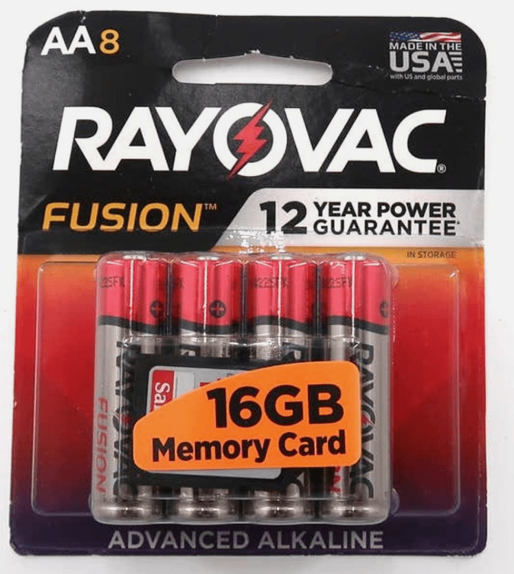 Rayovac Fusion Premium Alkaline, AA Batteries, 8 Count with SD Card ...