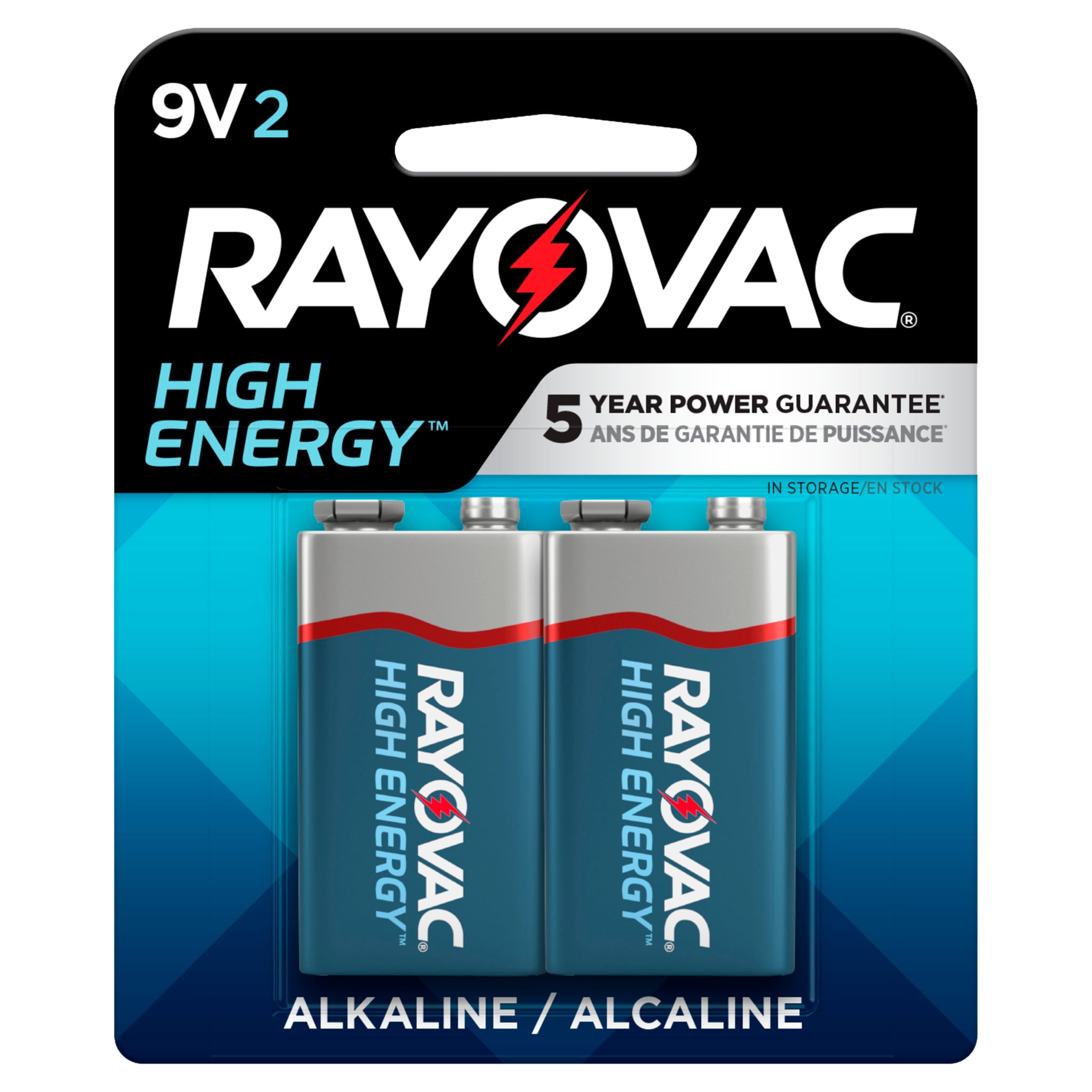 Rayovac High Energy 9V Batteries (2 Pack), Alkaline 9 Volt Batteries ...