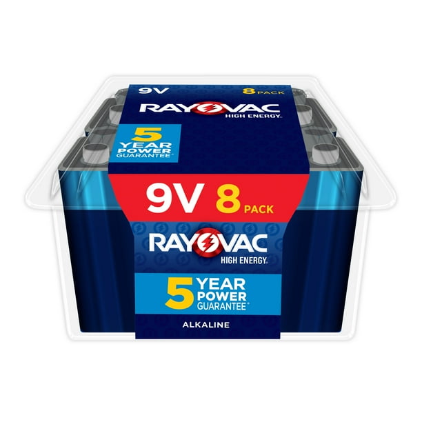 Rayovac High Energy 9V Batteries (8 Pack), Alkaline 9 Volt Batteries ...