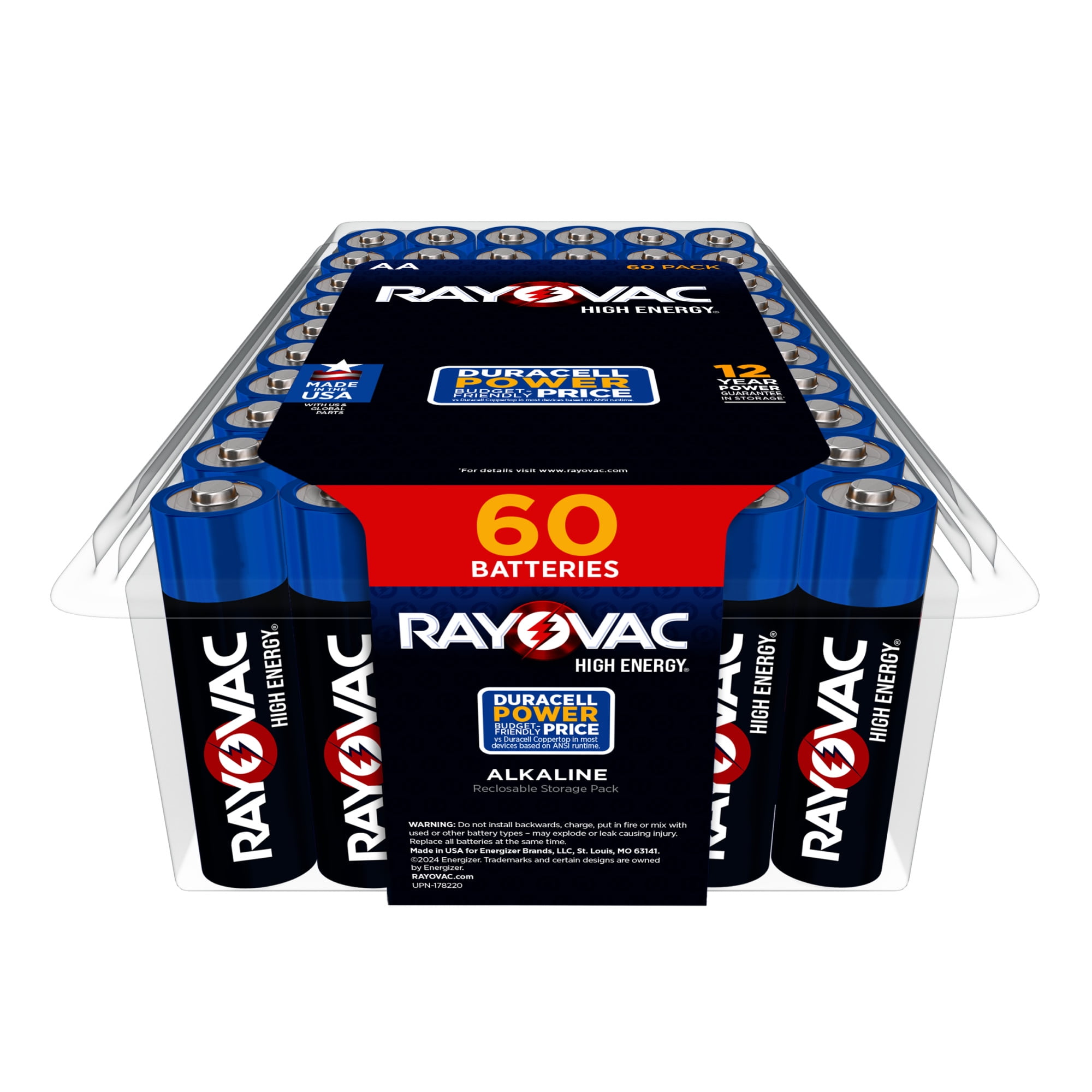 Rayovac High Energy AA Batteries (60 Pack), Double A Batteries ...