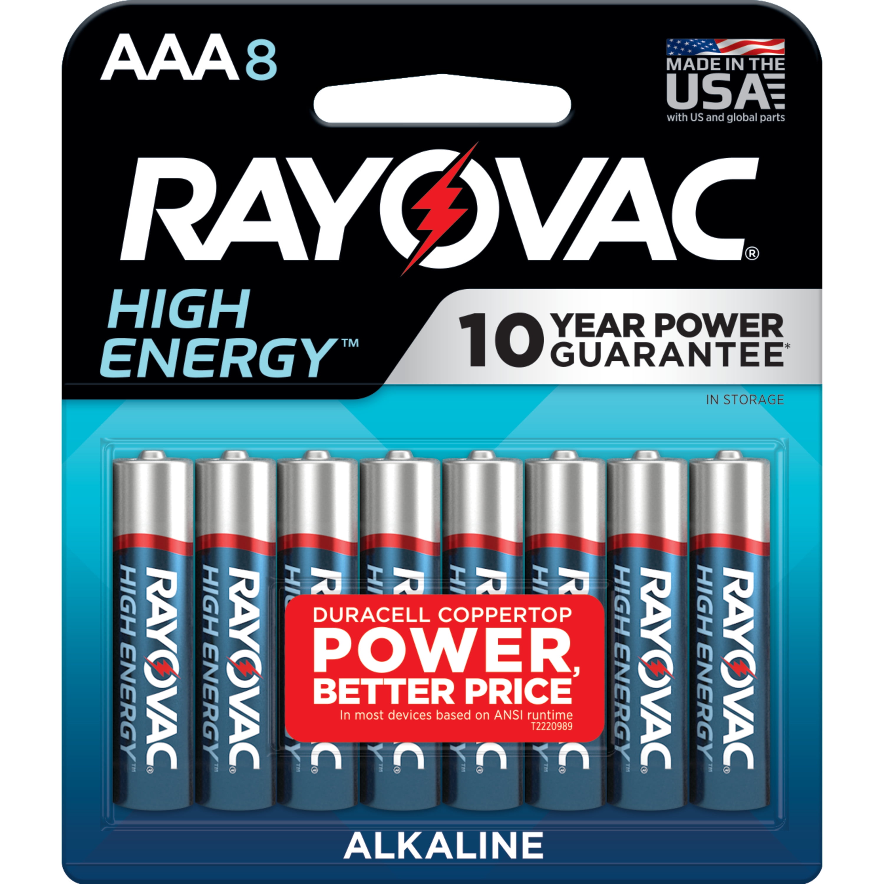 Rayovac High Energy AAA Batteries (8 Pack), Triple A Batteries ...