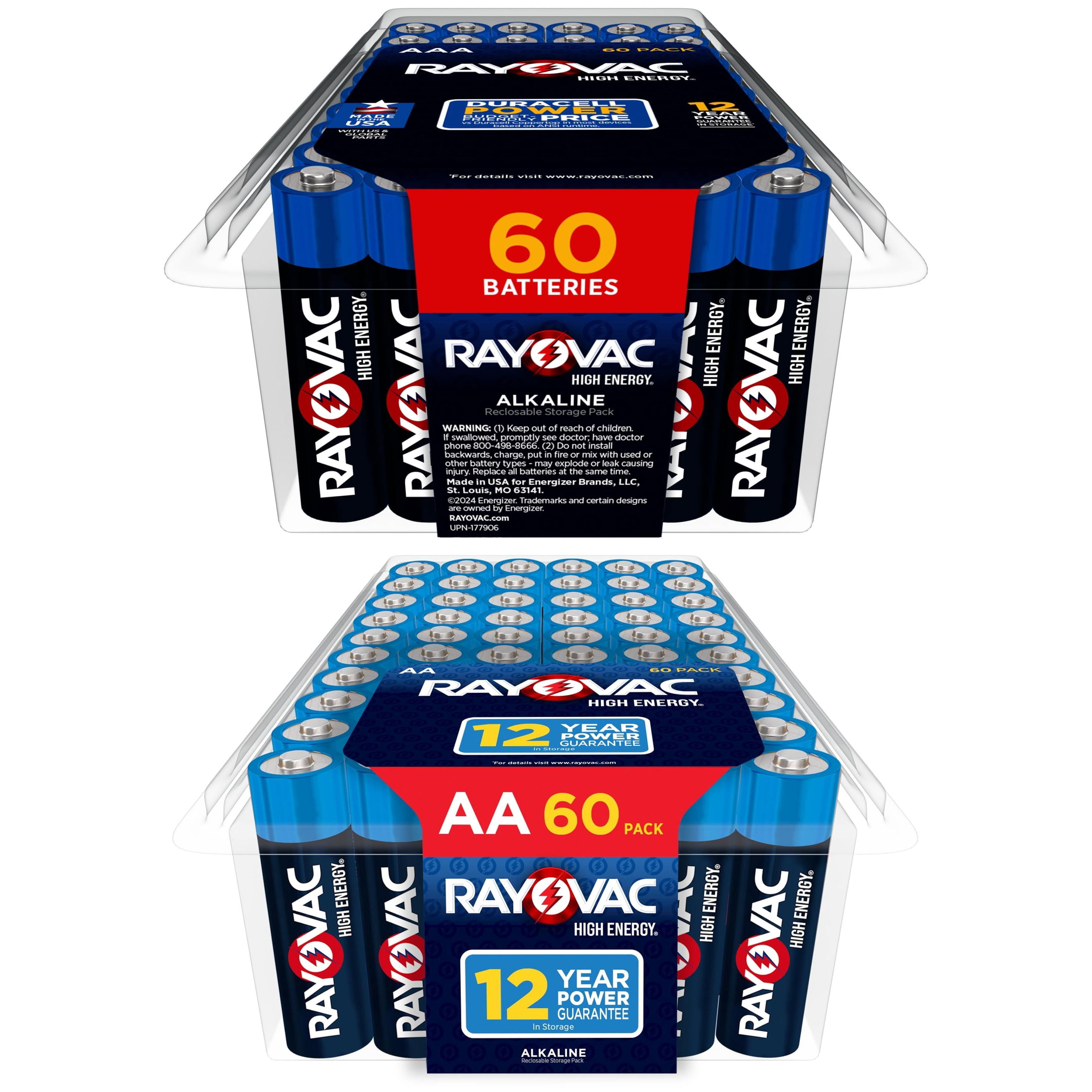 Rayovac High Energy Combo Pack (120 Count), AA Batteries (60 Pack) and ...