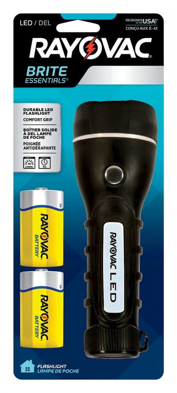 Rayovac LED Rubberized Flashlight 26 Lumen with D Batteries for ...