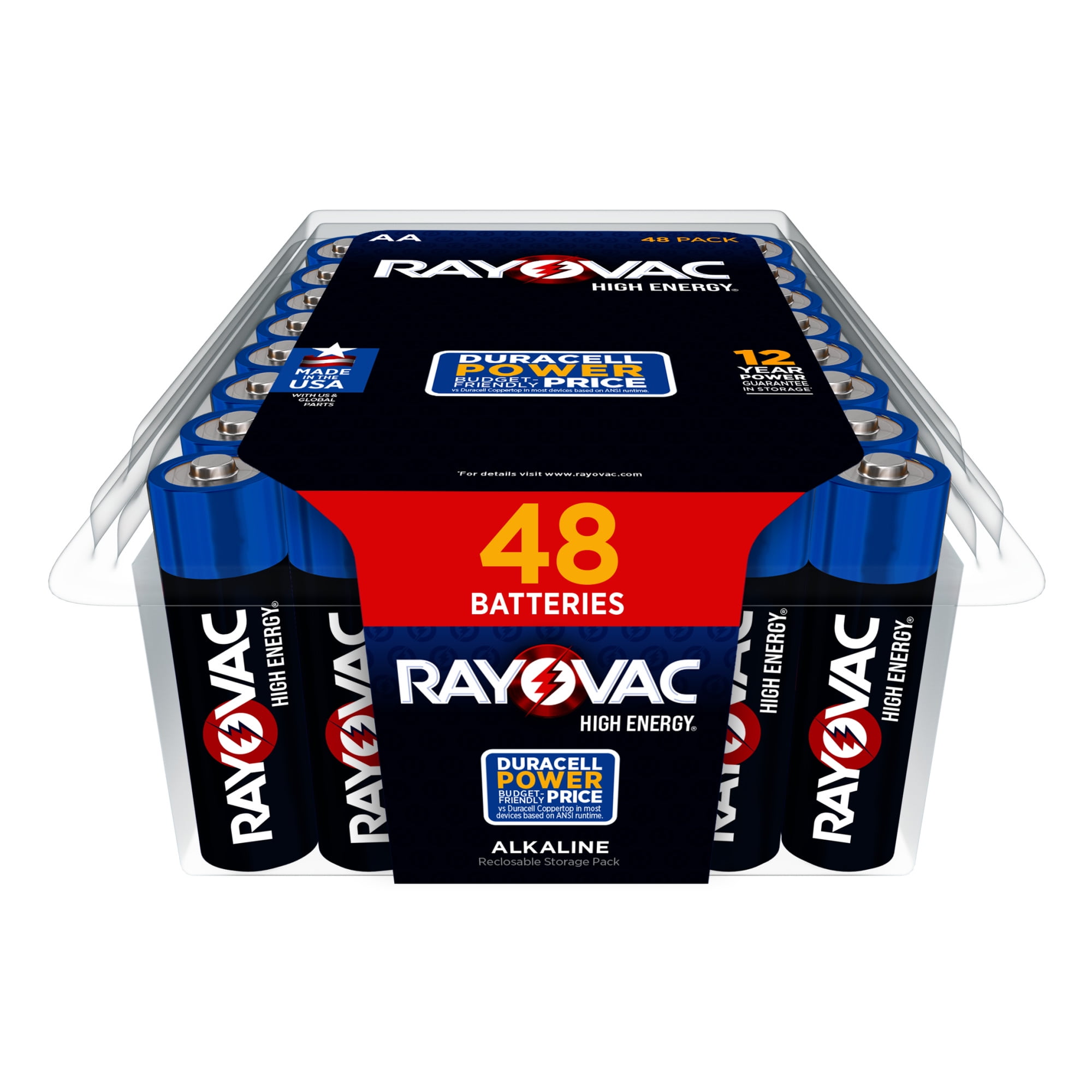 Rayovac Alkaline Cell High Energy AA Batteries, 48 Pack, Double A ...
