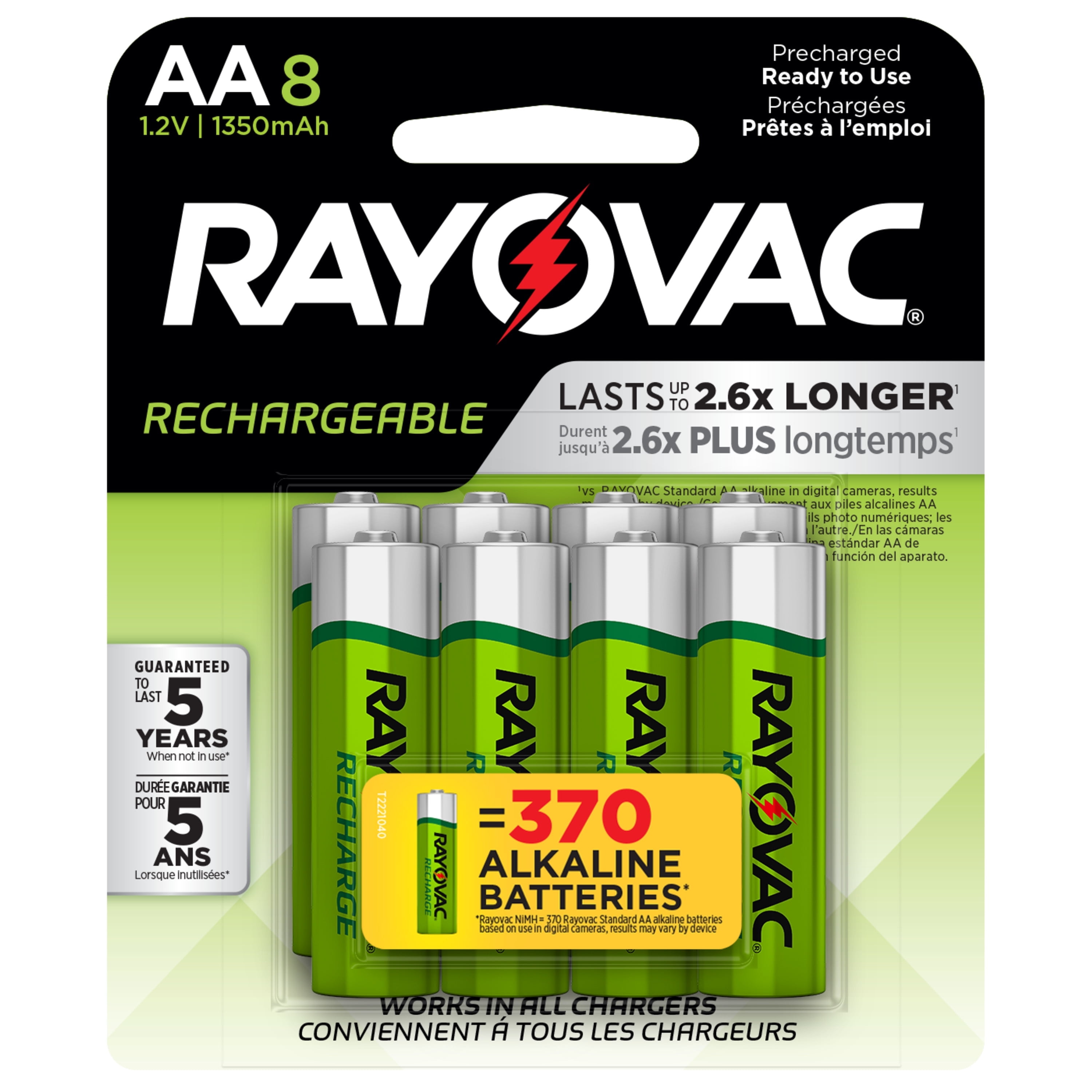 Rayovac Recharge NiMh, AA and AAA Batteries Combo Pack, 12 Count (8 ...