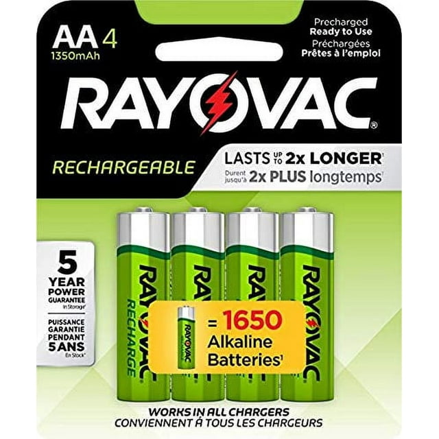 Rayovac Rechargeable 1350mAh NiMH AA Batteries 4 Pack - Walmart.com