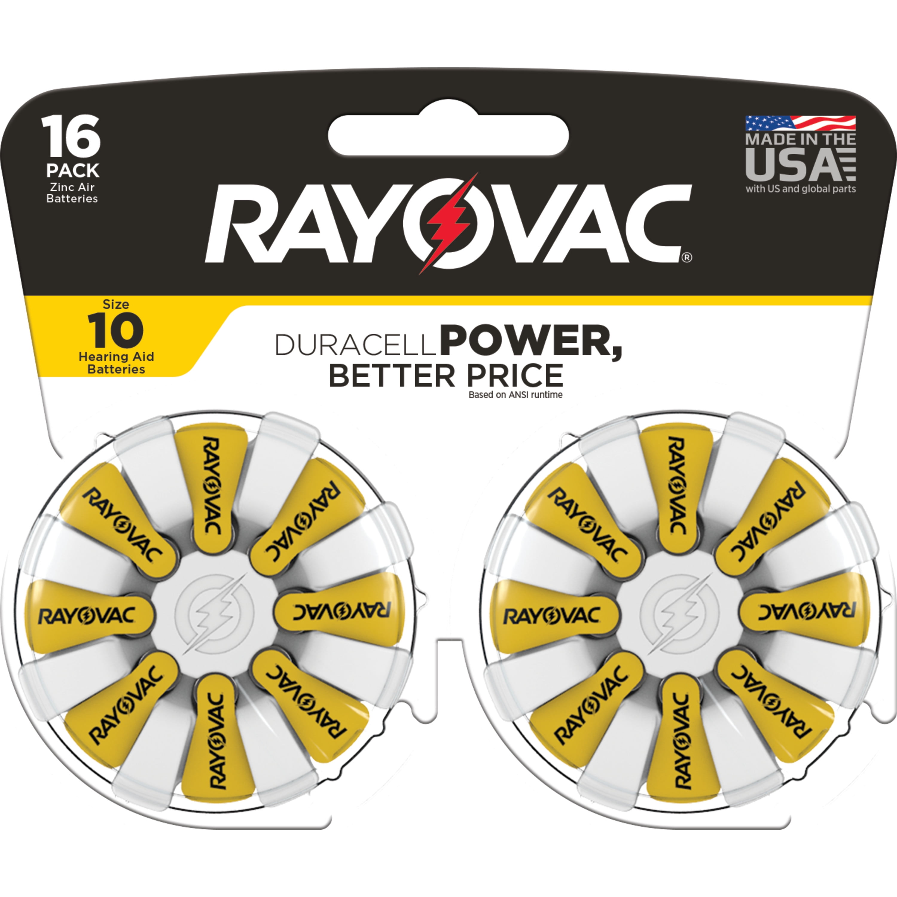 Rayovac Size 10 Hearing Aid Batteries (16 Pack), Size 10 Batteries HSA ...