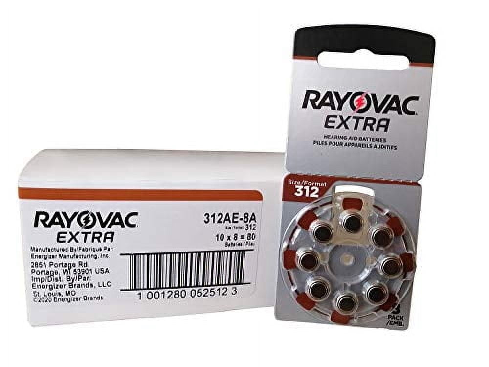 Rayovac Size 312 Extra Advanced Mercury Free Hearing Aid Batteries (80 ...
