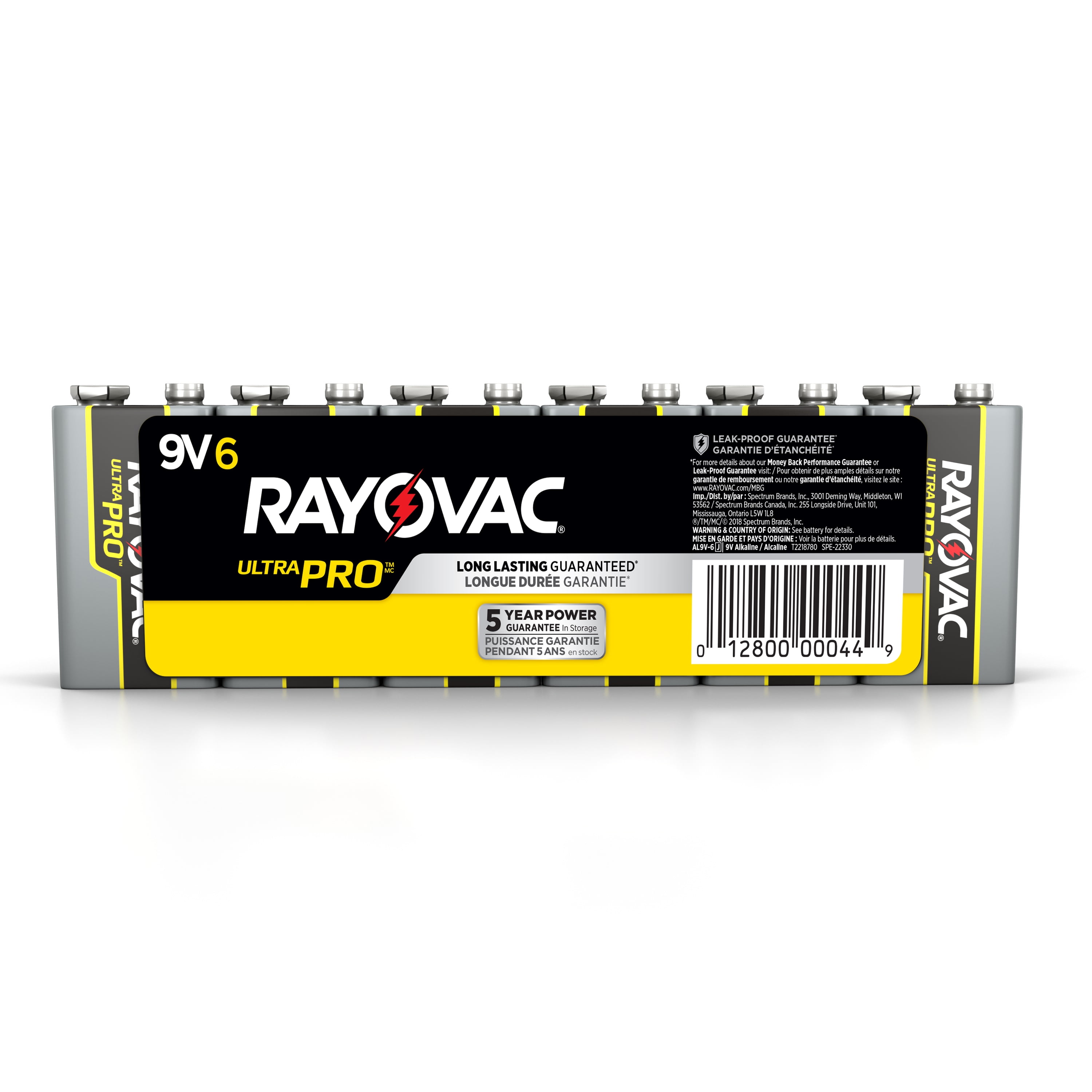 Rayovac Ultra Pro 9V Alkaline Batteries, 6 Pack, Long Lasting, Leak ...