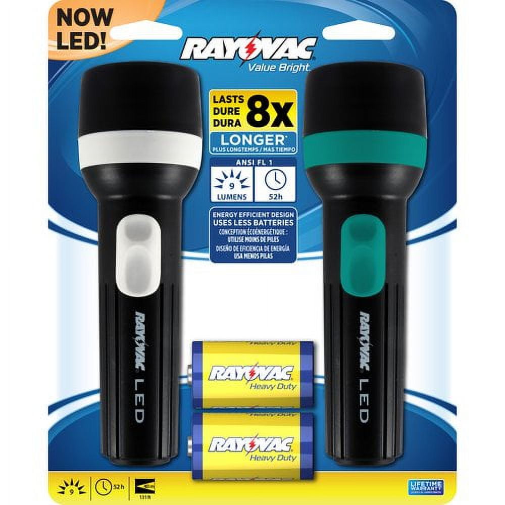 Rayovac Value Bright 1D LED Flashlight, 2-Pack - Walmart.com