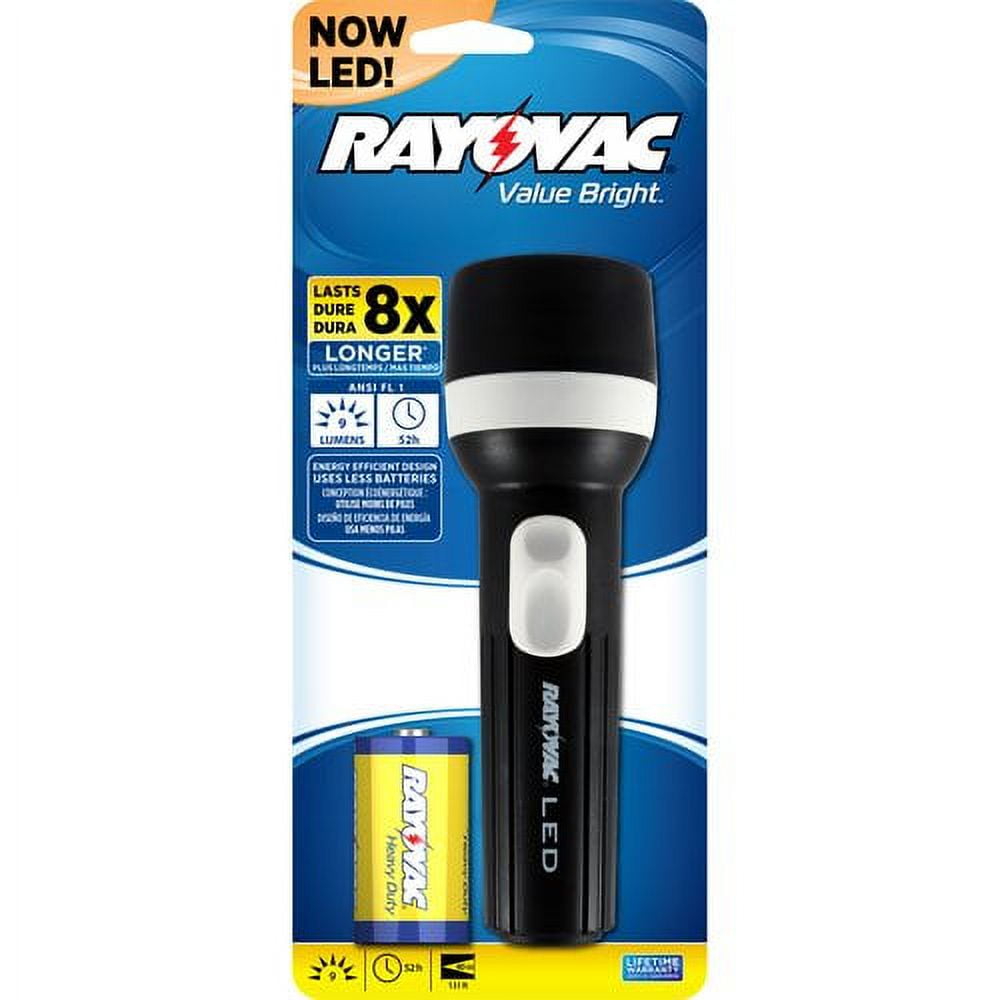 Rayovac Value Bright 1D LED Flashlight 9-Lumen 160-Hour Runtime for ...