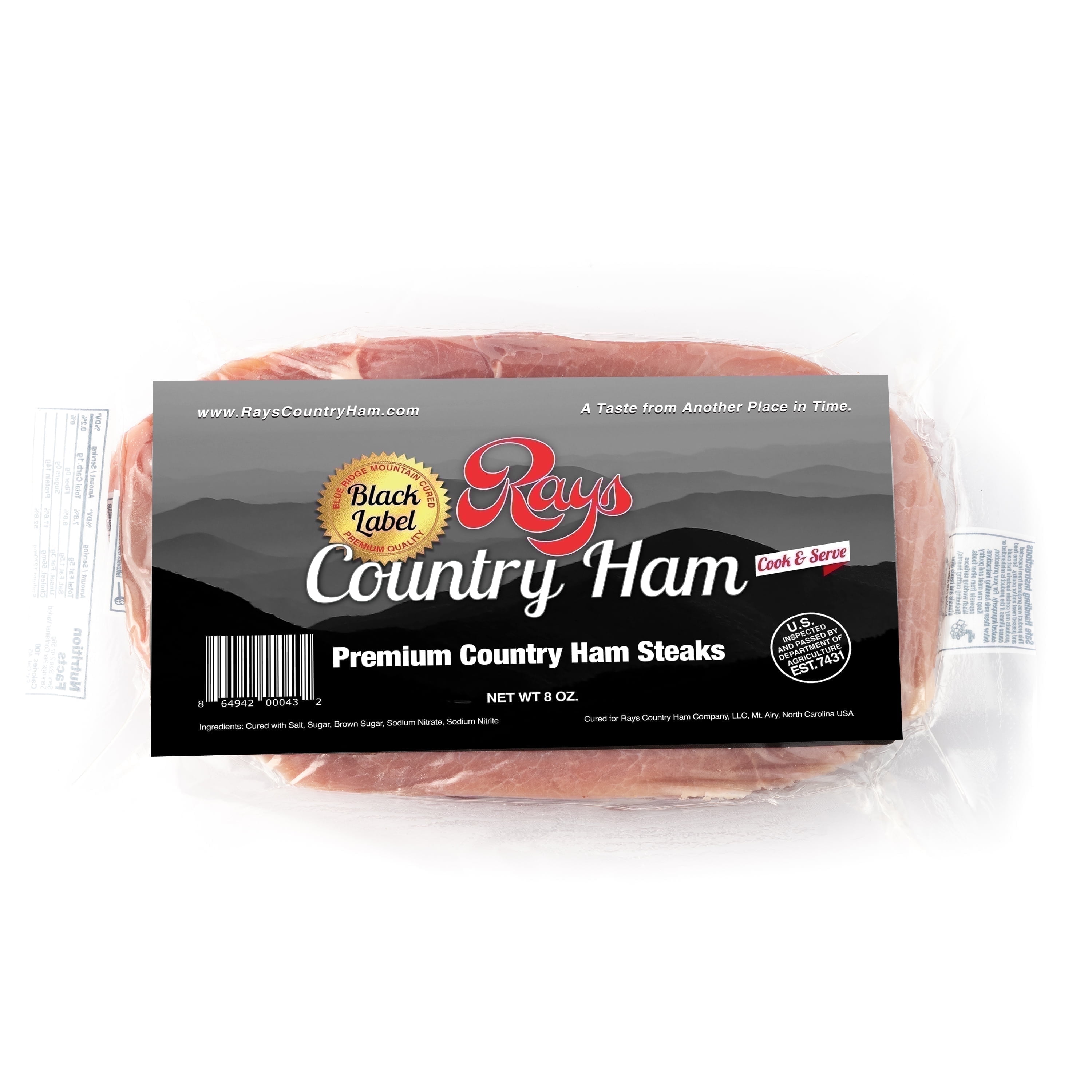 Rays Country Ham Steaks, 4 Thick-Cut 8oz Boneless Packs, 2lb Steak ...