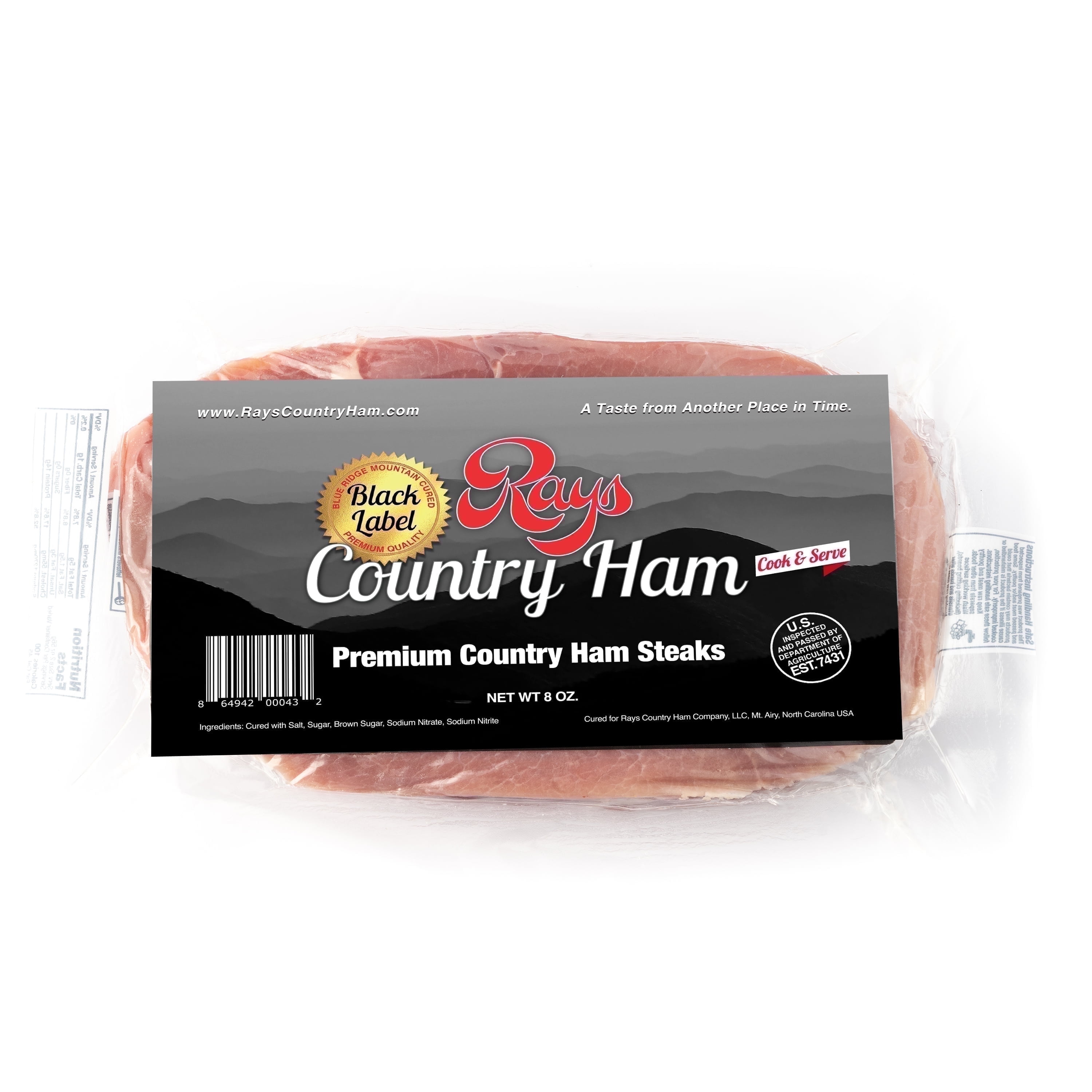 Rays Country Ham Steaks, 4 Thick-Cut 8oz Boneless Packs, 2lb Steak ...