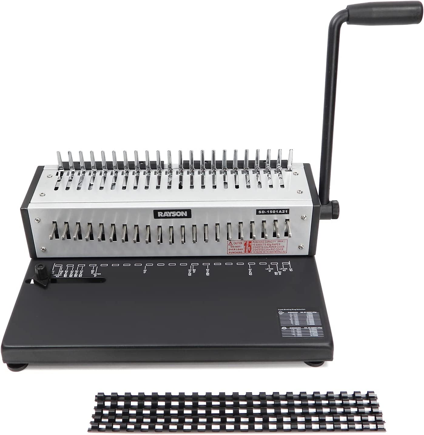 Rayson SD-1501A21 Binding Machine with Combs Set - 21 Hole / 200 Sheets ...