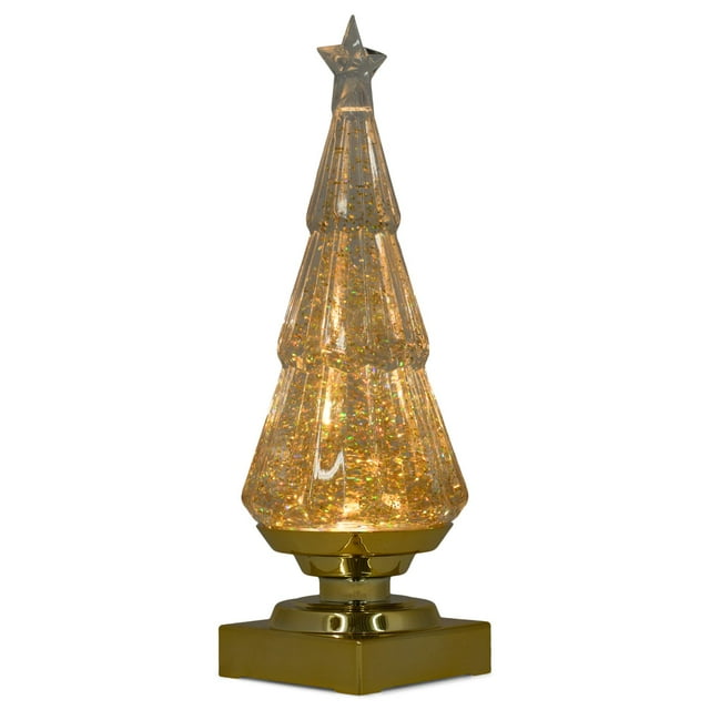 Raz 11.75 Inch Acrylic Lighted Tree with Gold Swirling Glitter Water ...