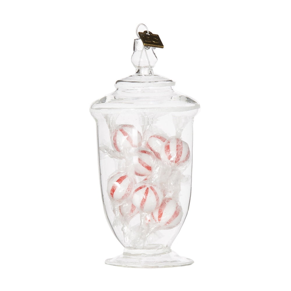 Raz 4.75-Inch Glass Peppermint Candy Jar Christmas Tree Ornament ...