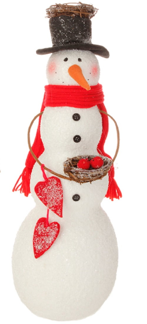 Alpine Chic Snowman Holding Bird Nest Christmas Decoration - 18 ...