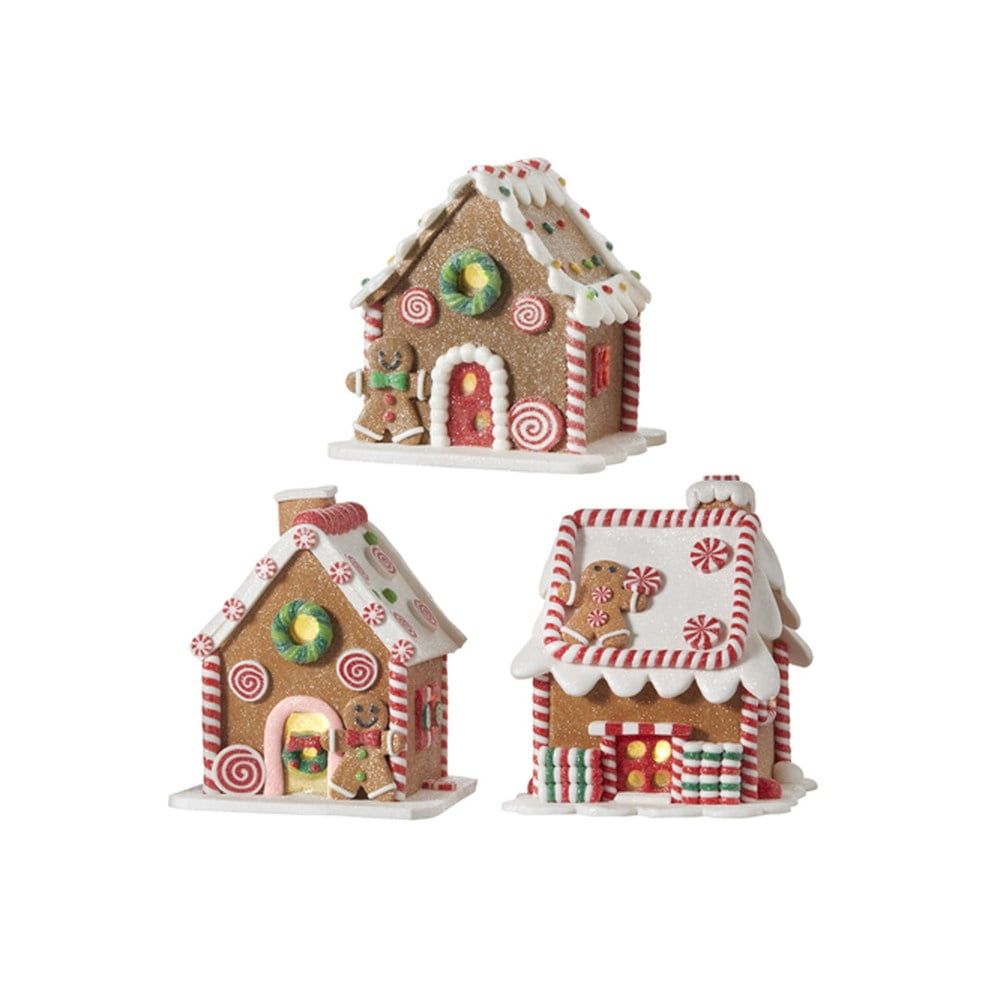 Raz Imports 2021 5.5-inch Gingerbread Lighted House, Assortment of 3 ...