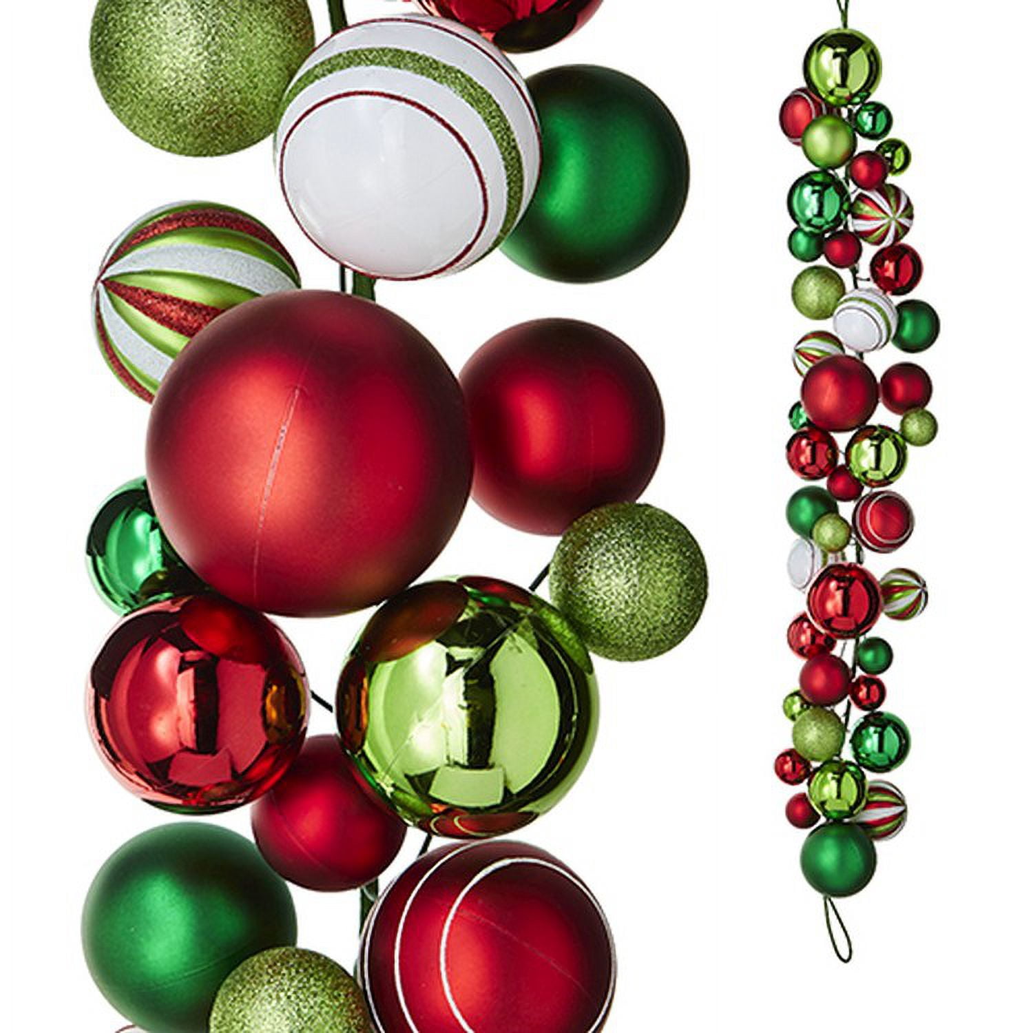 Raz Imports 2022 Ball Garlands 4' Red, Green And White Ball Garland ...