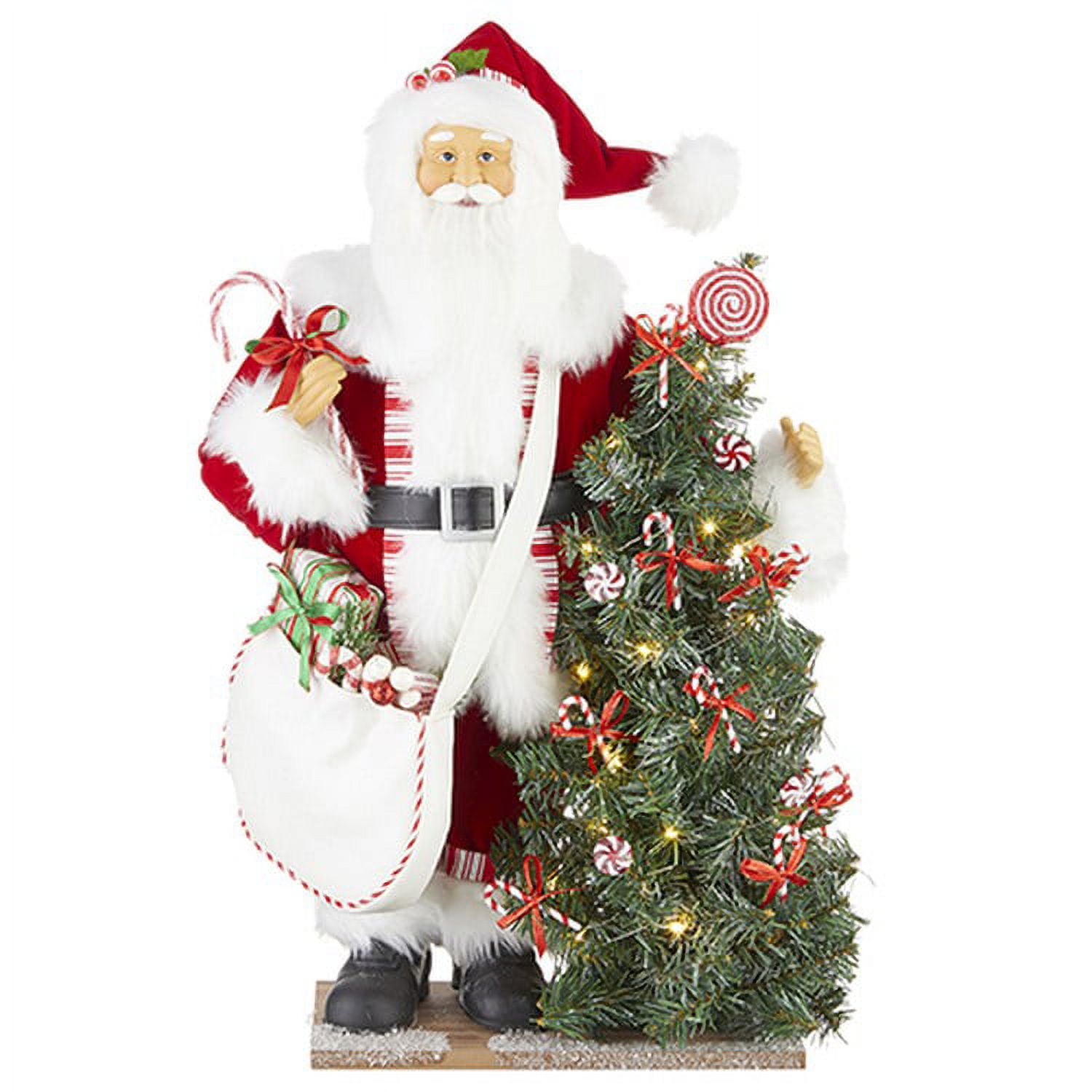 Raz Imports 2022 Merrymint 24.75" Peppermint Santa With Lighted Tree ...