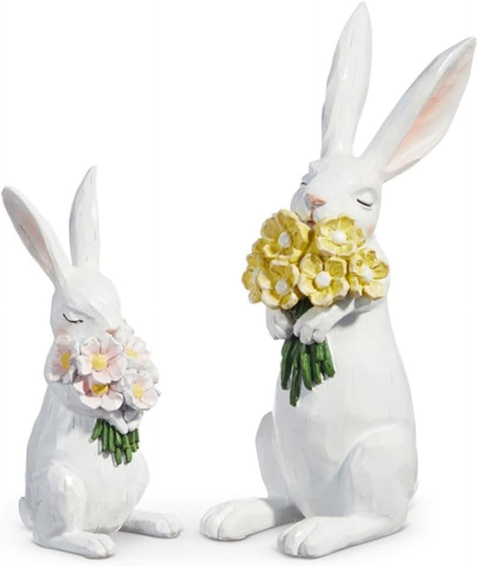 Raz Imports Bunny Rabbits with Flowers Set of 2 Easter Figures ...
