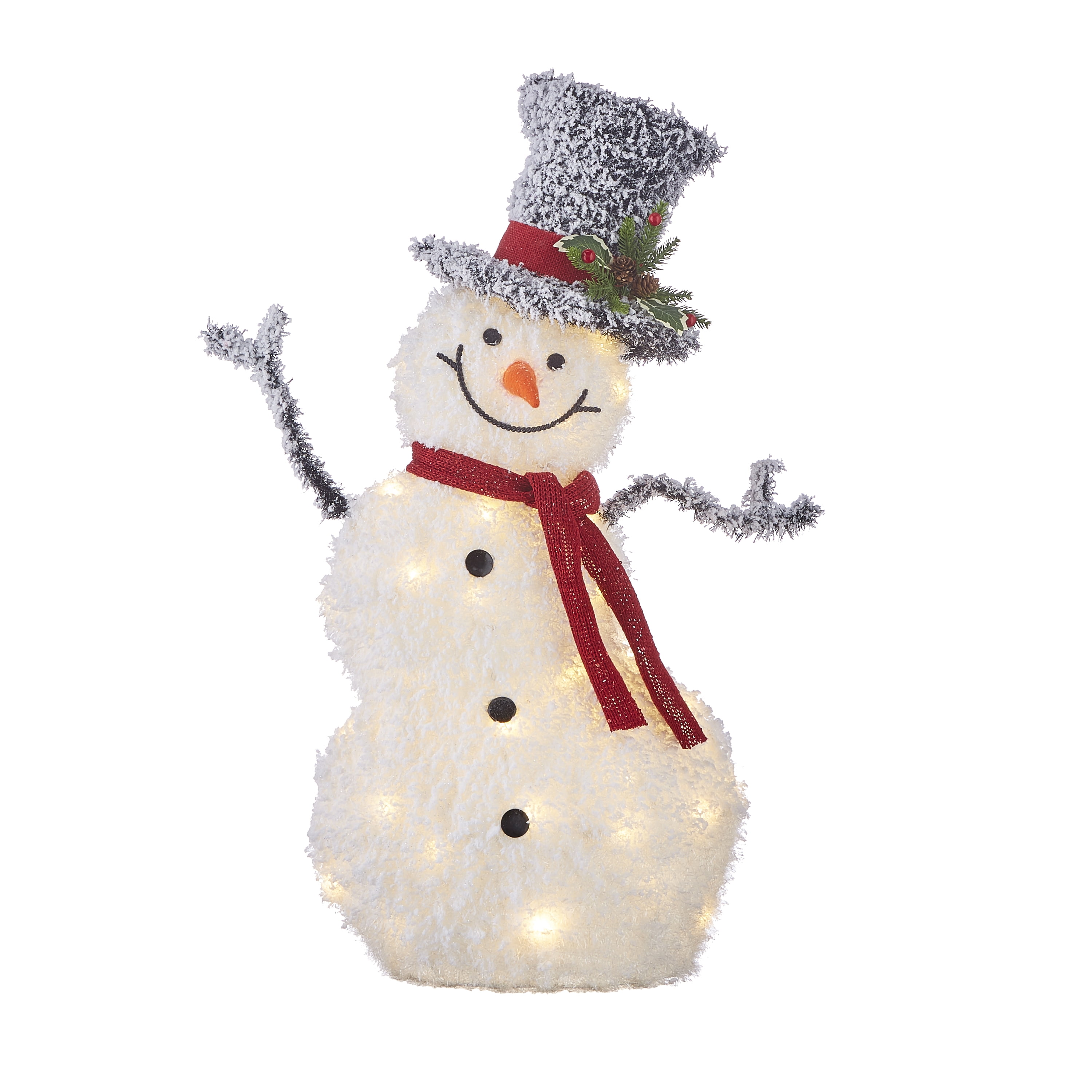 Raz Imports Mister Snowman 32" Flocked Tinsel Lighted Snowman - Walmart.com