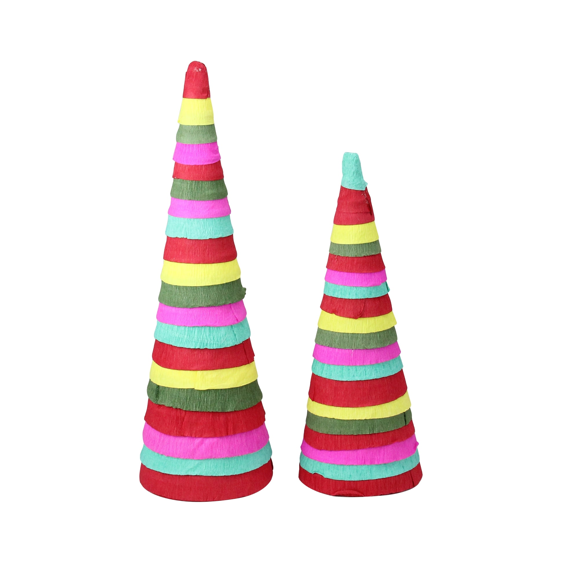 Set of 2 Red and Pink Tiered Cone Christmas Tabletop Decor 16 ...