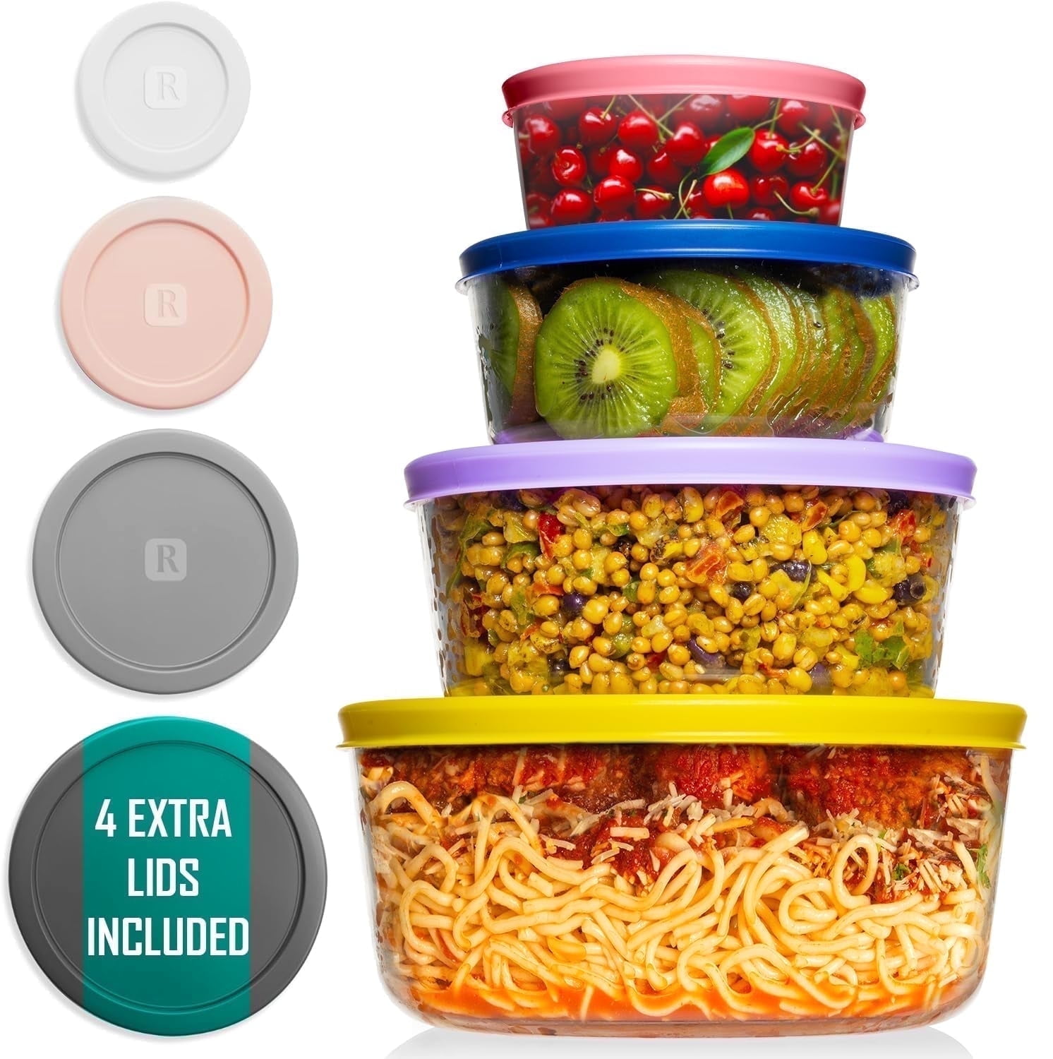 Razab 12 Pcs Large Glass Food Storage Containers with Lids, Reusable ...