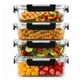 Razab 8 Pc 22oz Glass Meal Prep Containers with Lids (Set of 4) - Large ...