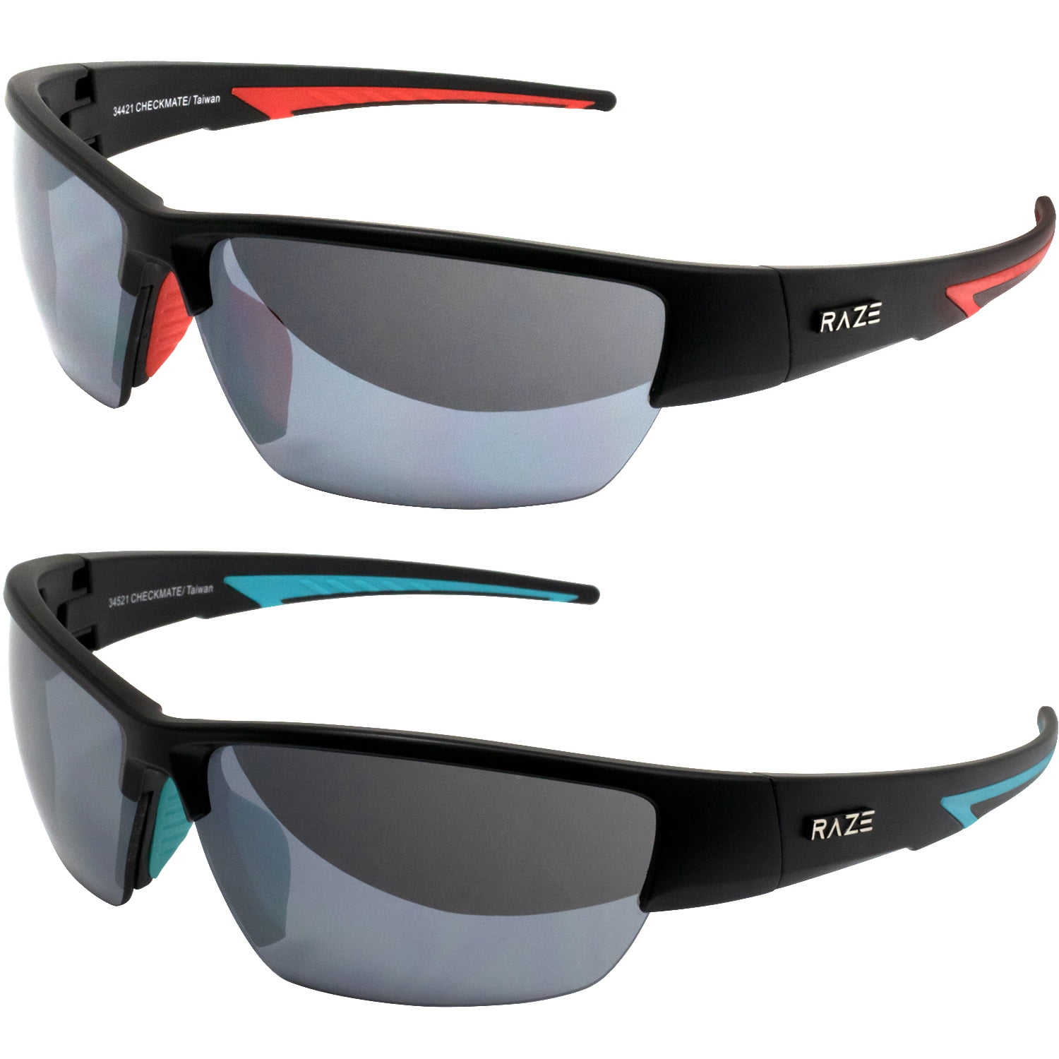 Raze Checkmate Golf Sunglasses Black + Red Frames Black + Blue Frames ...