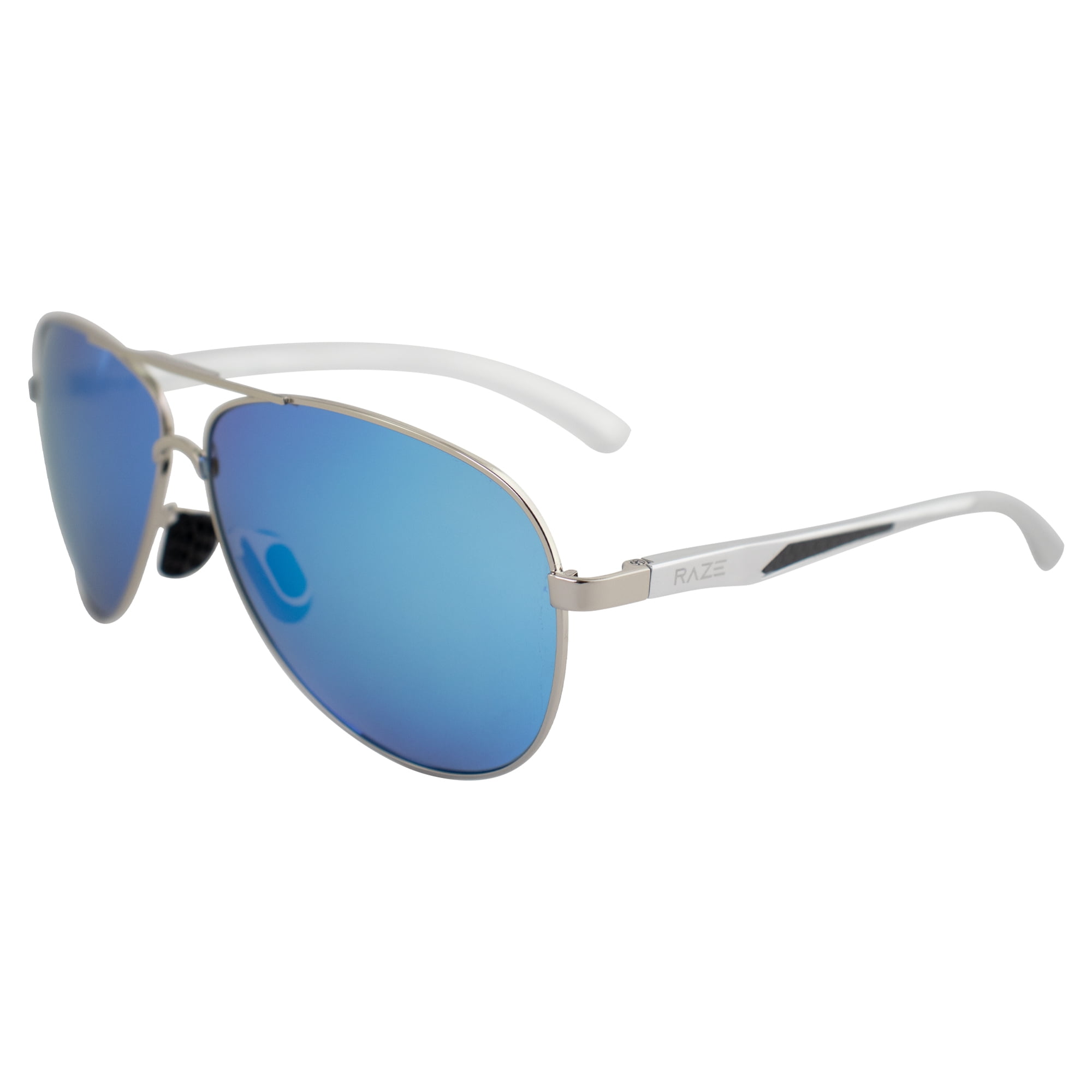Raze Eyewear Maverick Motorcycle Polarized Sunglasses Silver Metal ...