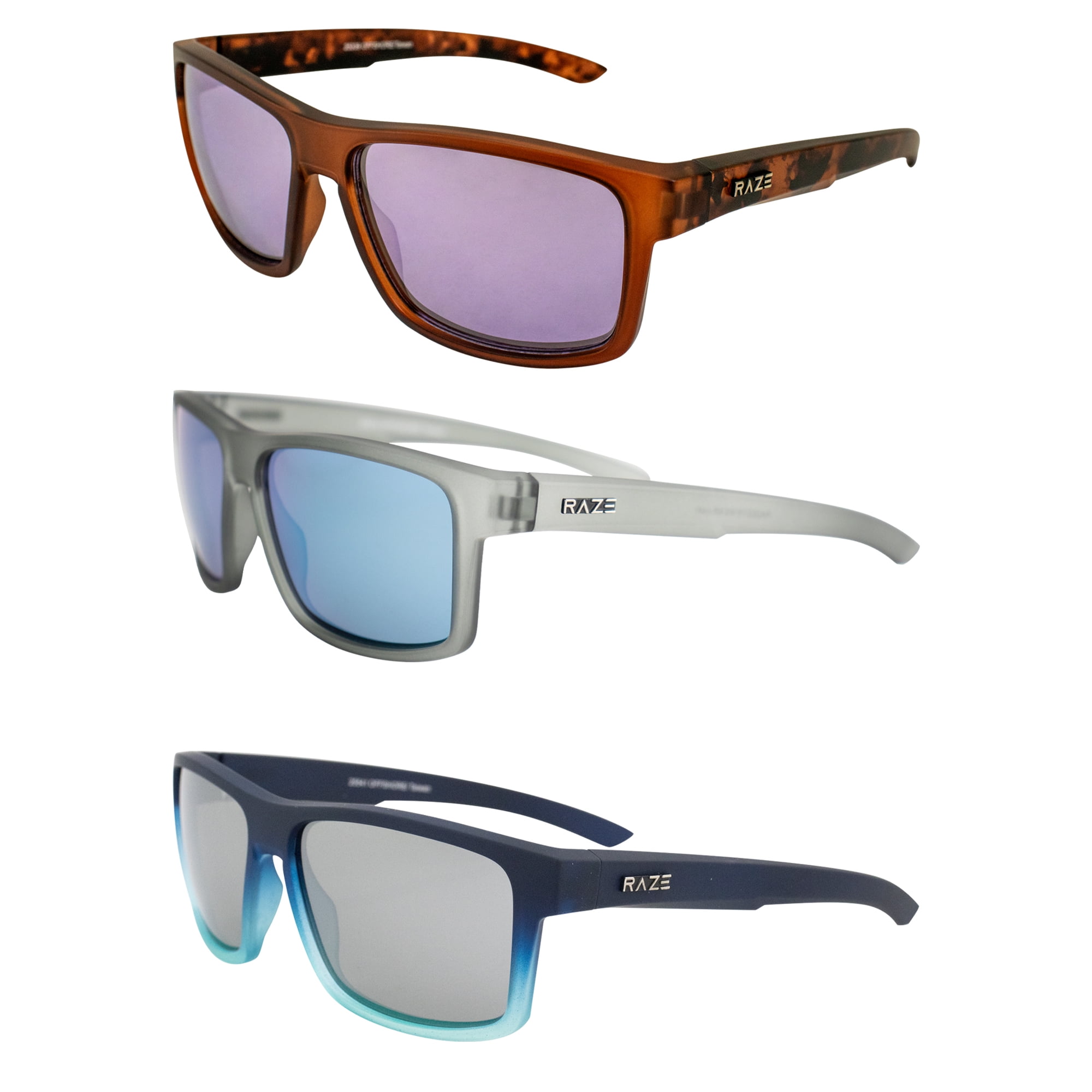 Raze Eyewear Polarized Sunglasses Rootbeer Smoke, Gray Blue Mirror ...