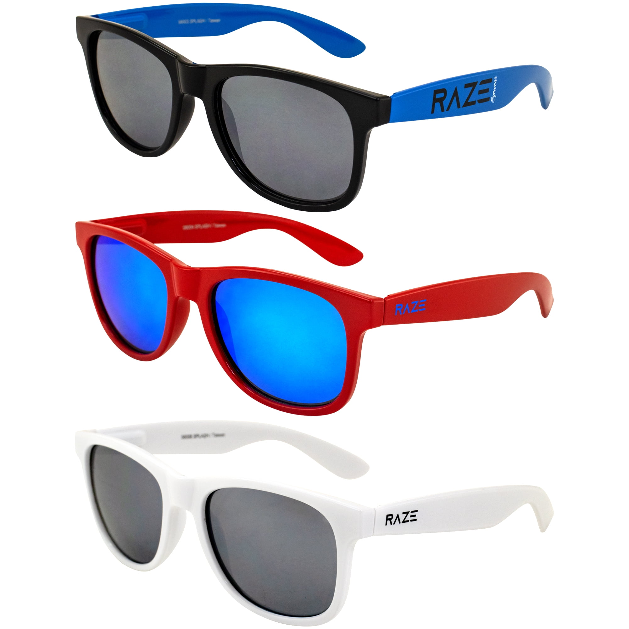 Raze Eyewear Splash Sunglasses Blue Frame, Red gloss frame with a Blue ...