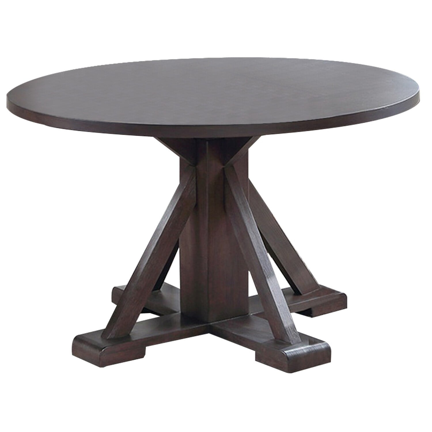 Razi 48 Inch Round Dining Table Classic Pedestal Base Tobacco Brown ...