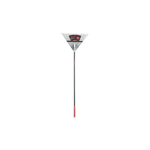Steel Leaf Rake, 24 Tines, 51 in Straight Fiberglass Handle with ...