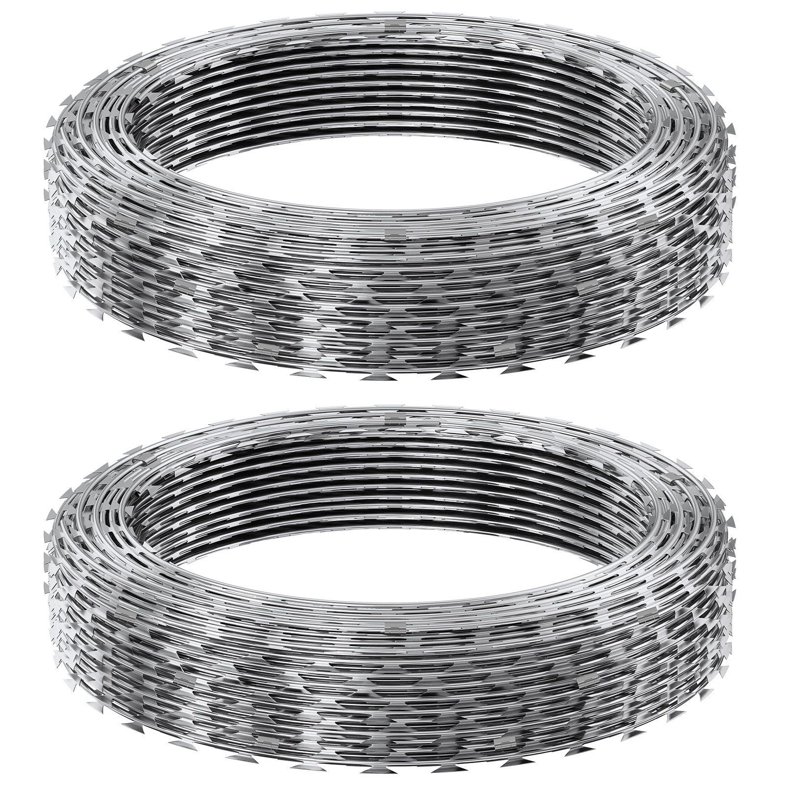 Razor Barbed Wire Fencing, 98 ft Galvanized Double Spiral Razor Wire ...