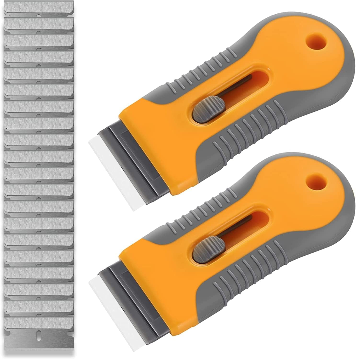 Razor Blade Scraper, 2 Pack Plastic Retractable Glass Scraper with 40 ...