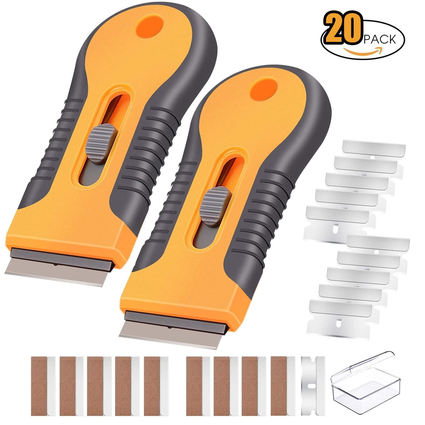 PIGADA Razor Blade Scraper with 20 Extra Blades, Paint Removal ...