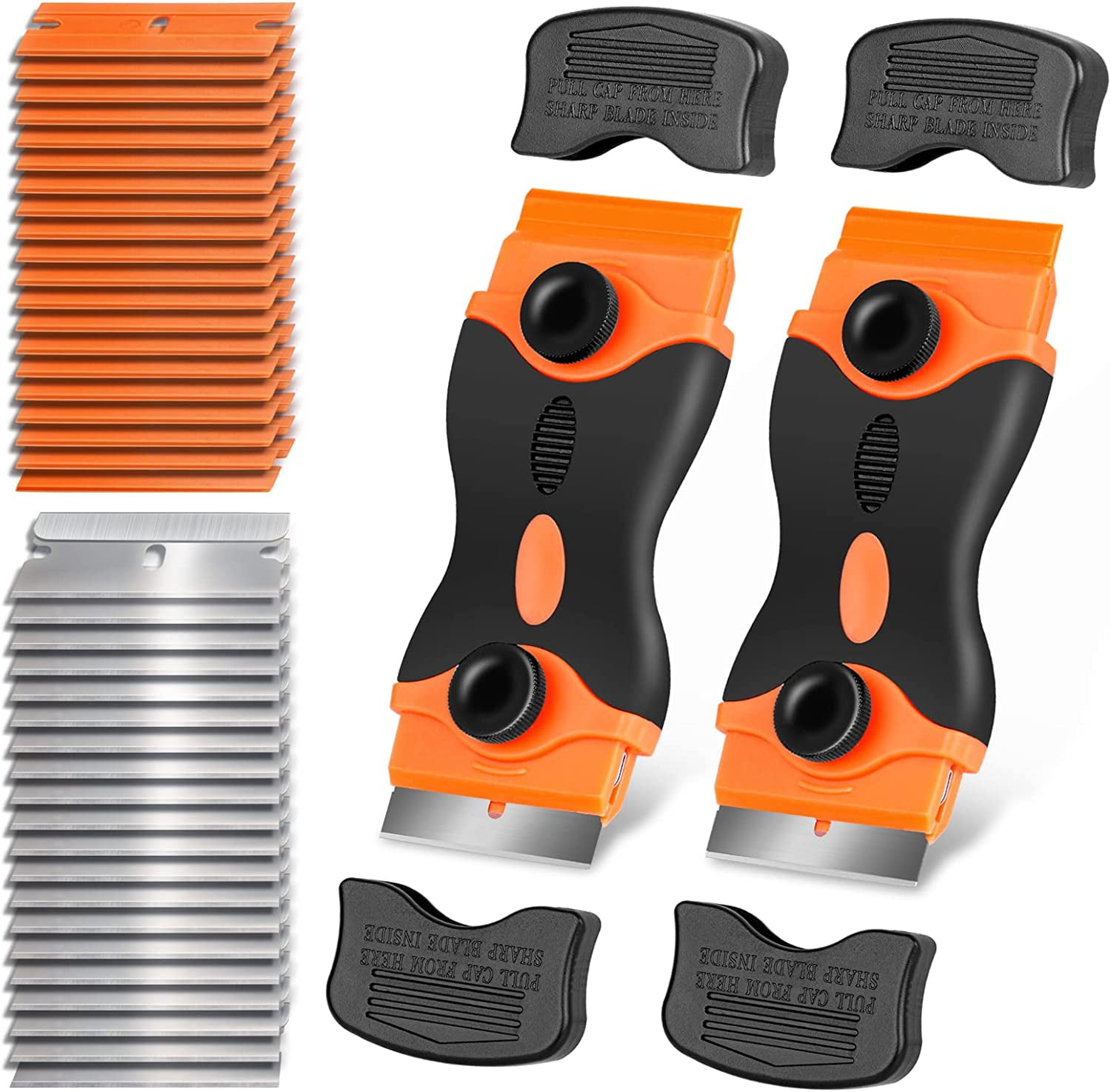 Razor Blade Scraper Tool, Razor Scraper with 40Pcs Metal & Plastic ...