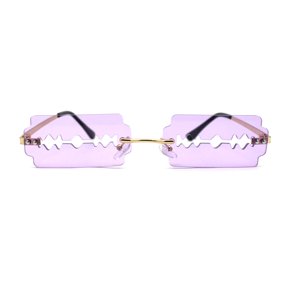 Bevel Lens Rimless Hustler Retro Gangster Rapper Rectangle Luxury ...