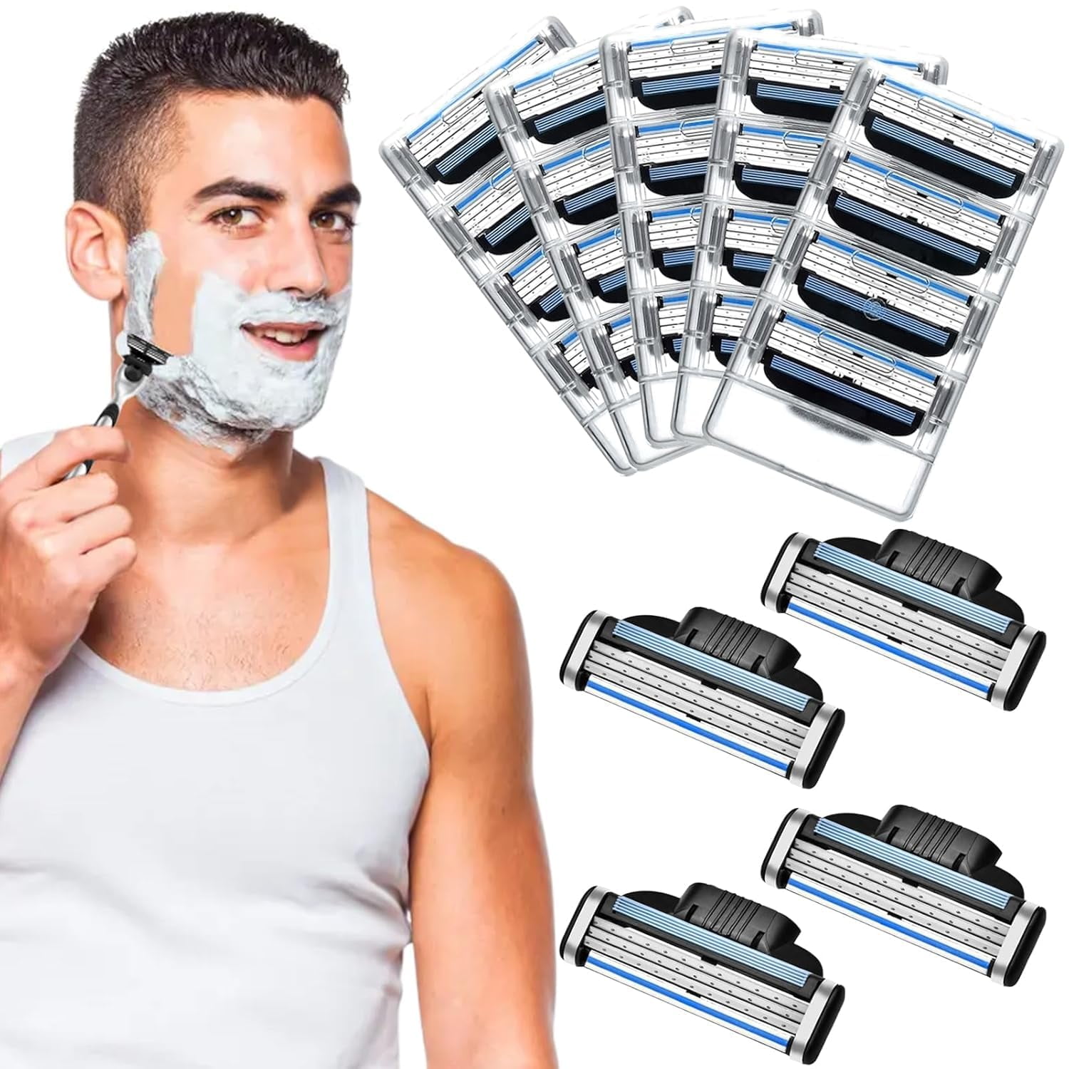 Razor Blades Refills for Men - 24PCS Blades with Dual Lubrication ...