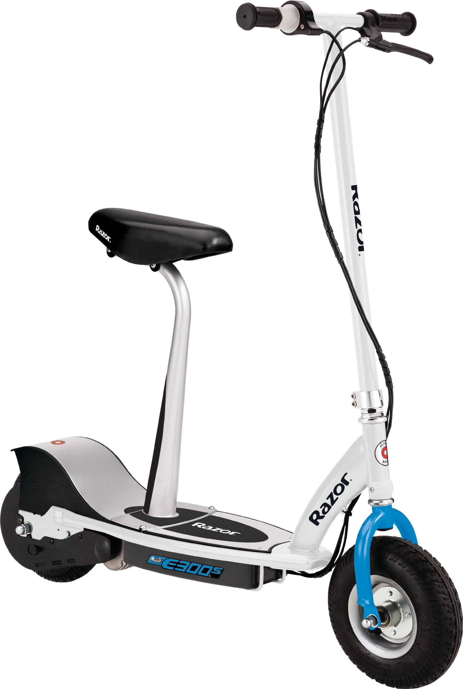 Razor E300S Seated Electric Scooter - White, up to 15 mph, for Teen and ...