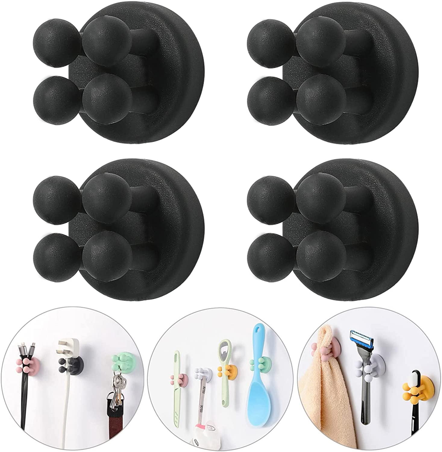 Razor Holder for Shower Hooks – 4Pcs Self Adhesive Wall Mounted Single ...