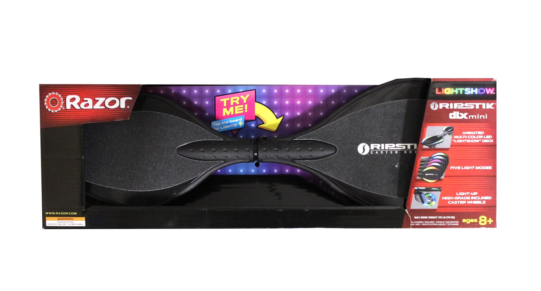 Razor Ripstik DLX Mini Lightshow Caster Board Skateboard Black ...